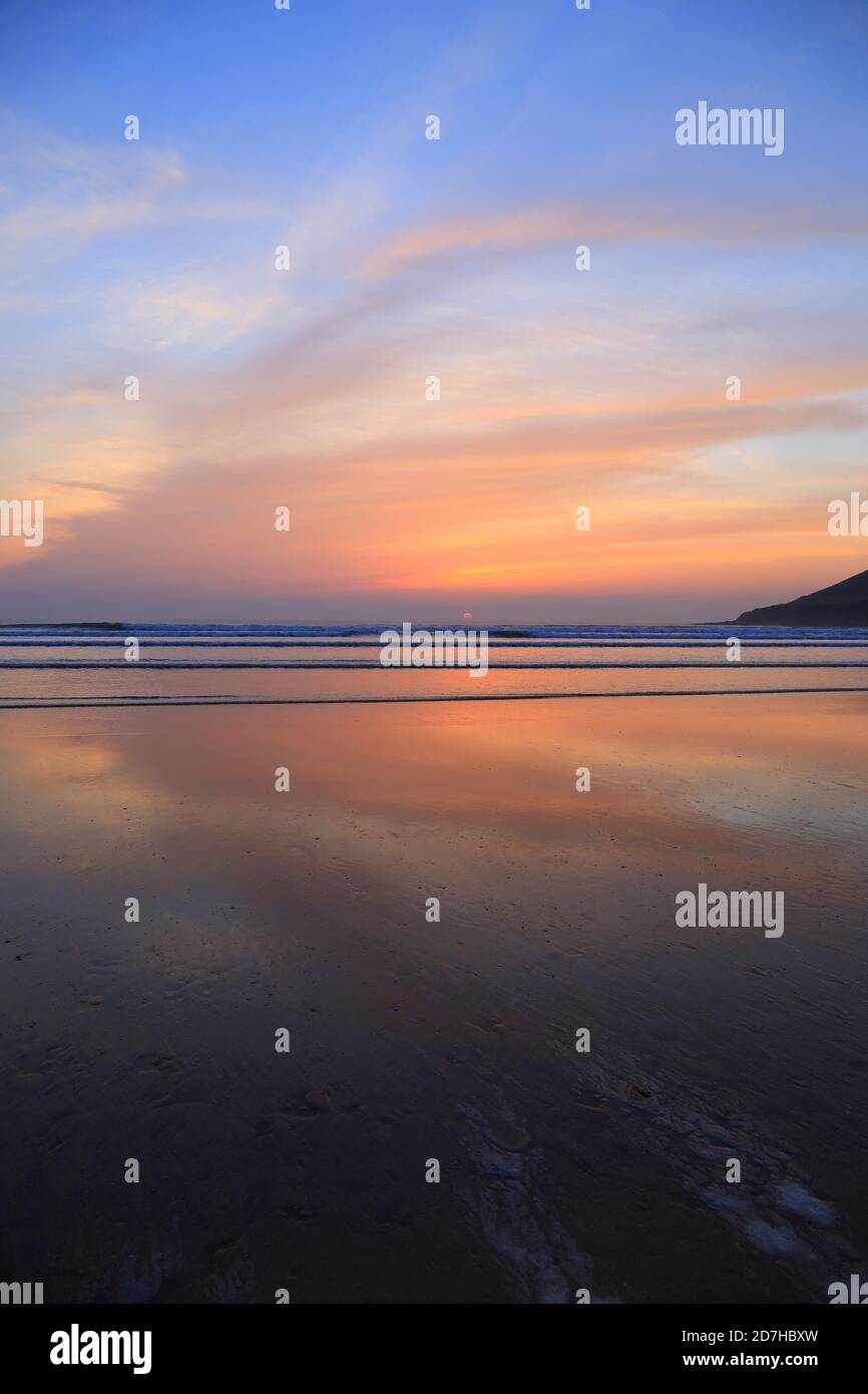 Saunton Sands sunset, Devon, UK Stock Photo - Alamy