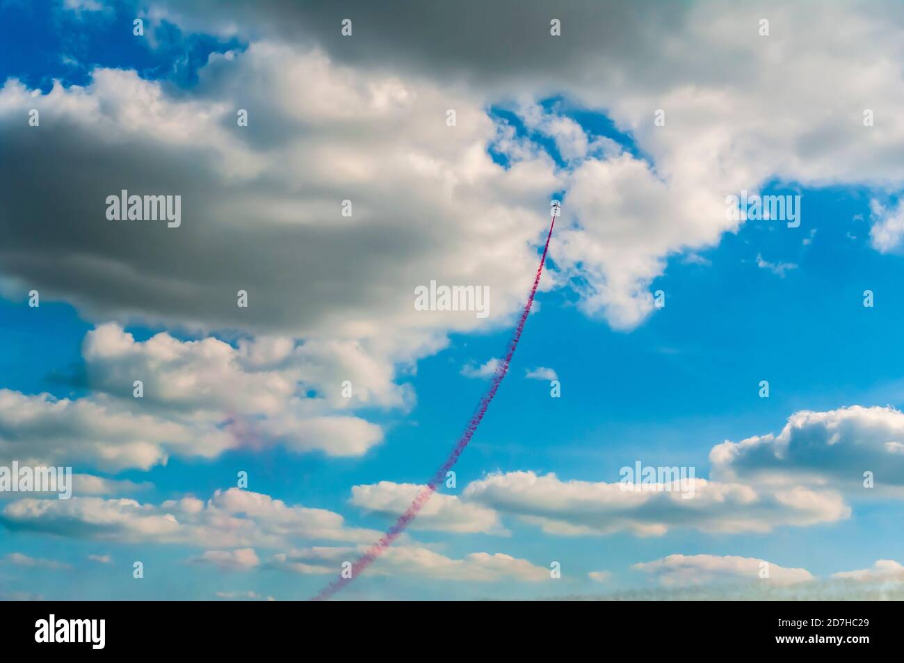 The Red Arrows aerobatic flight team performing a display, with ...