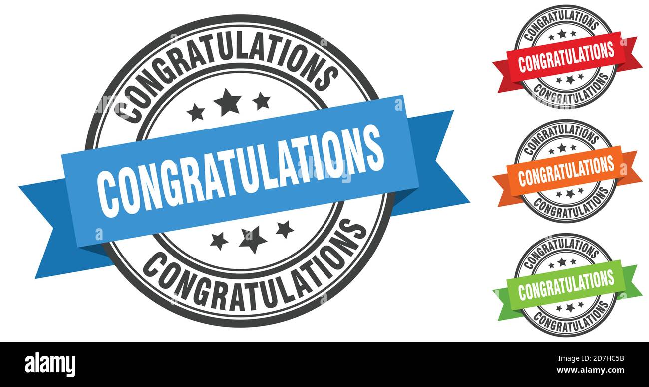 congratulations stamp. round band sign set. ribbon label Stock Vector ...
