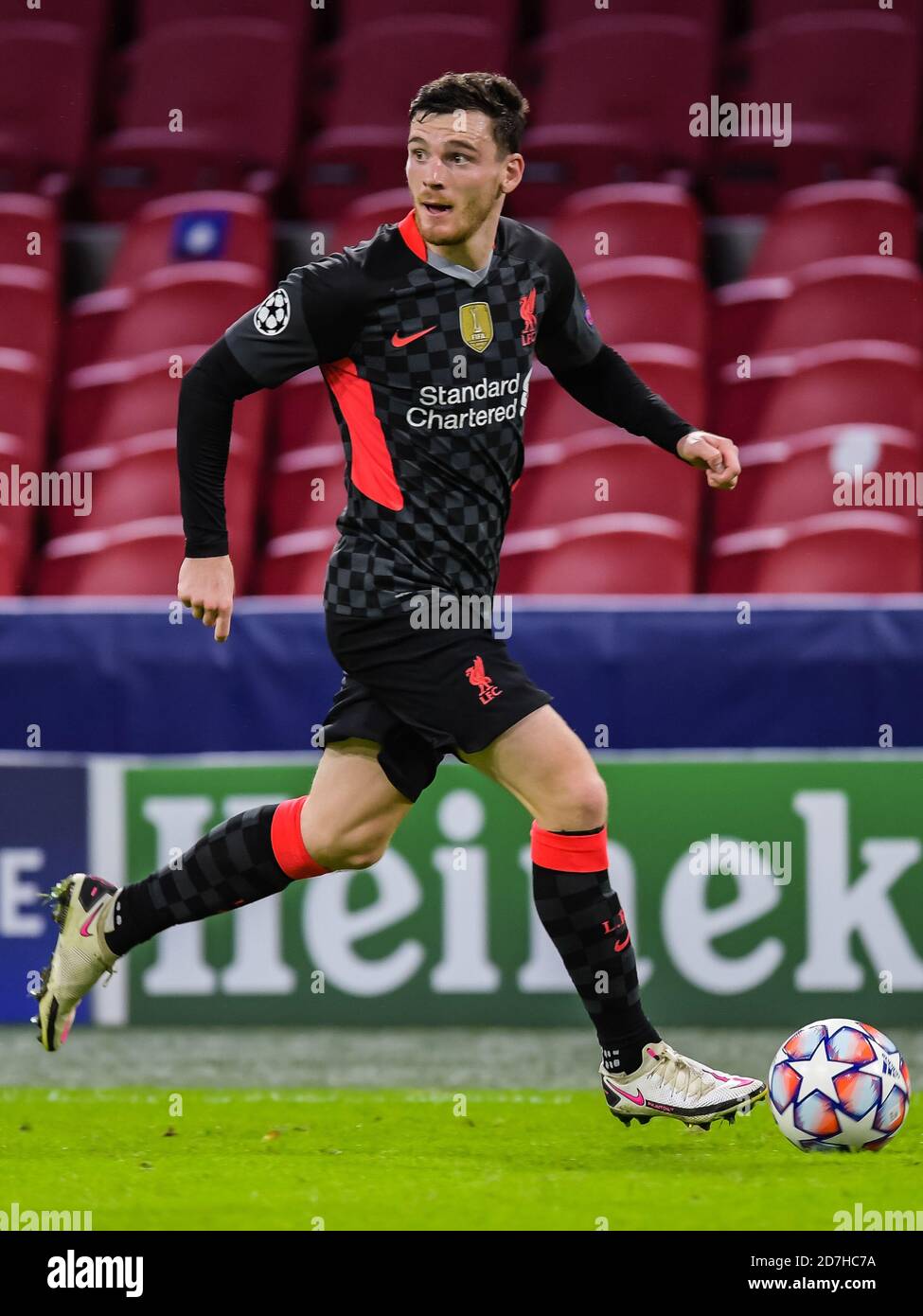 AMSTERDAM, NETHERLANDS - OCTOBER 21: Andy Robertson of Liverpool FC ...