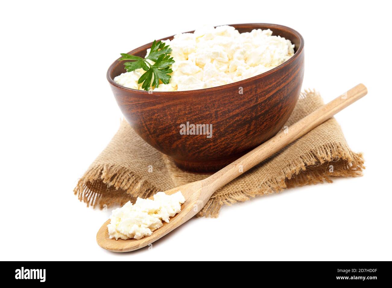 Fresh cottage cheese isolated on a white background Stock Photo - Alamy