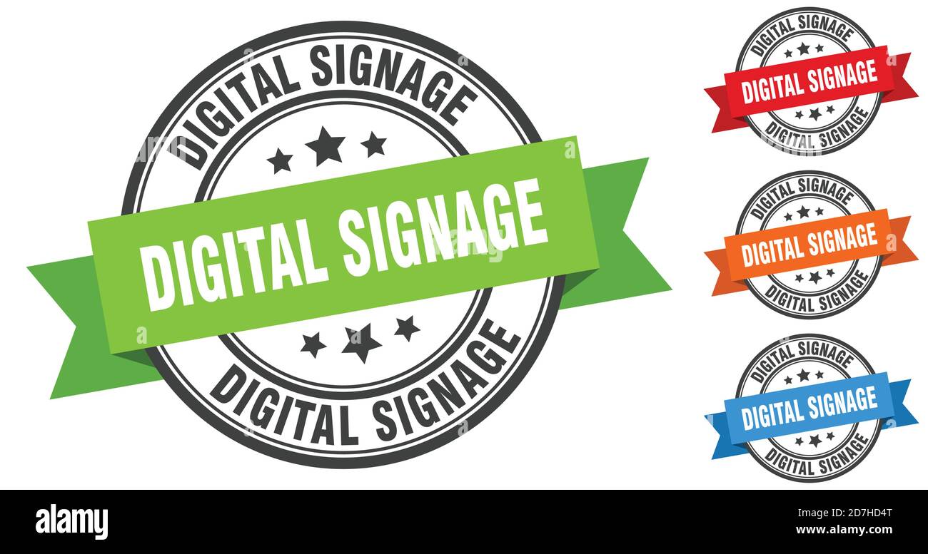 digital signage stamp. round band sign set. ribbon label Stock Vector ...