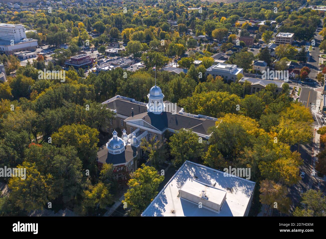 CARSON CITY, NEVADA, UNITED STATES - Oct 14, 2020: An aerial photo of ...