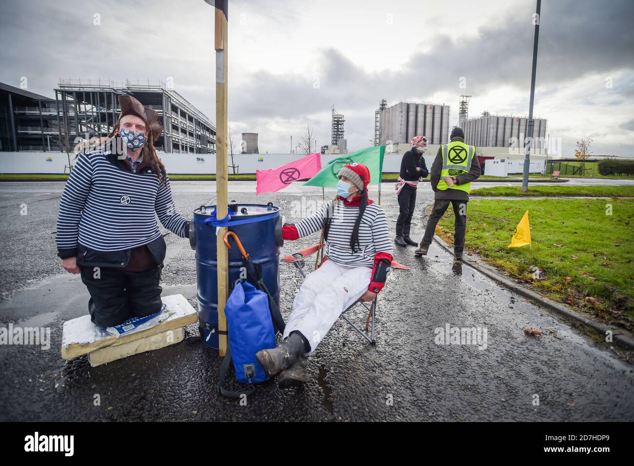 Extinction Rebellion Scotland blockade the road and demonstrate outside ...