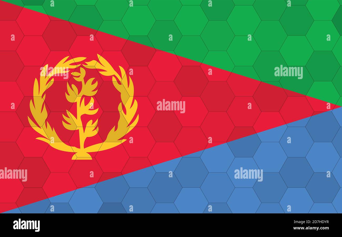 Eritrea flag illustration. Futuristic Eritrean flag graphic with abstract hexagon background ...