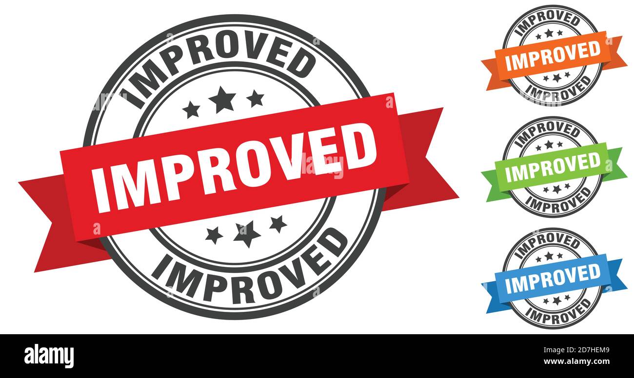 improved stamp. round band sign set. ribbon label Stock Vector Image ...