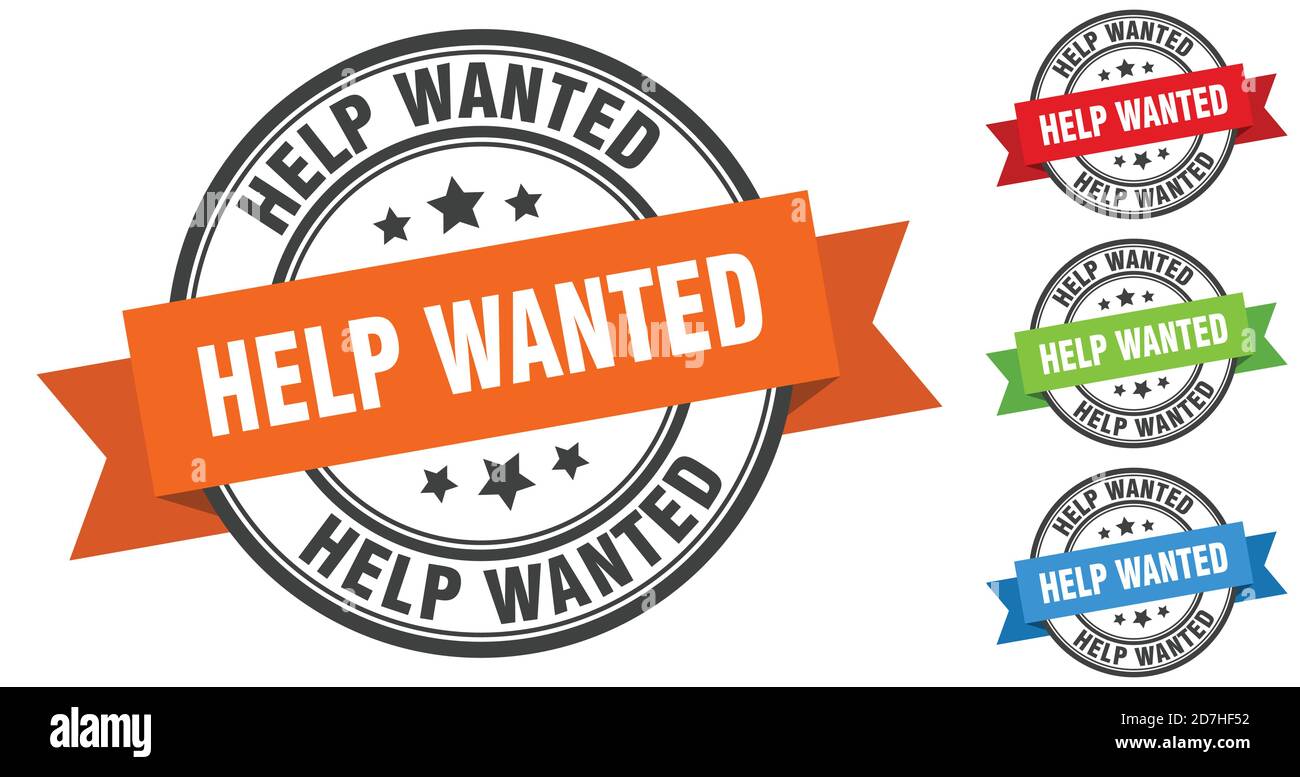 help wanted stamp. round band sign set. ribbon label Stock Vector Image ...