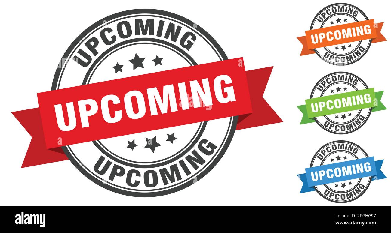 upcoming stamp. round band sign set. ribbon label Stock Vector Image ...