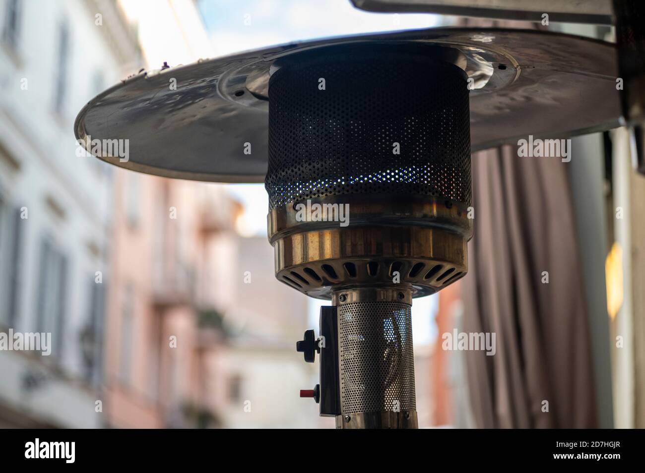 metal outdoor radiator for heating outdoor areas Stock Photo - Alamy