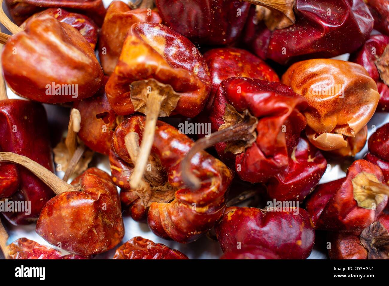 View of dried red chilli commonly used in Indian cooking Stock Photo ...