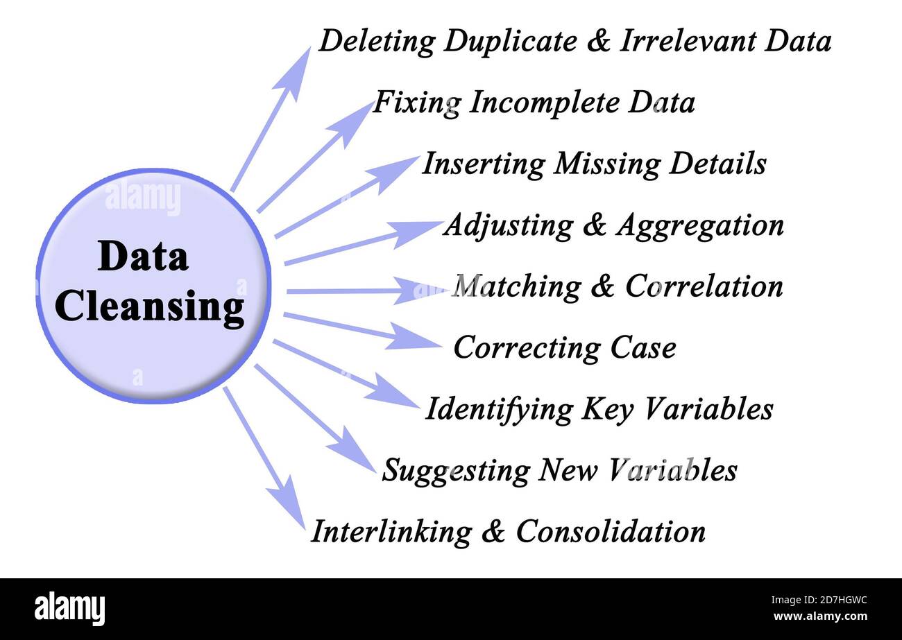 Nine Components of Data Cleansing Stock Photo - Alamy
