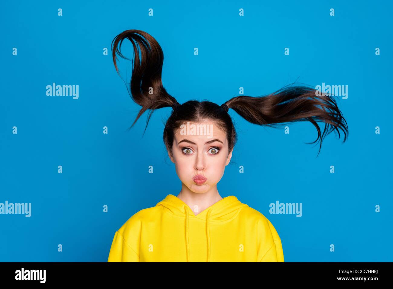 Close Up Portrait Of Her She Nice Attractive Pretty Comic Funky Foolish
