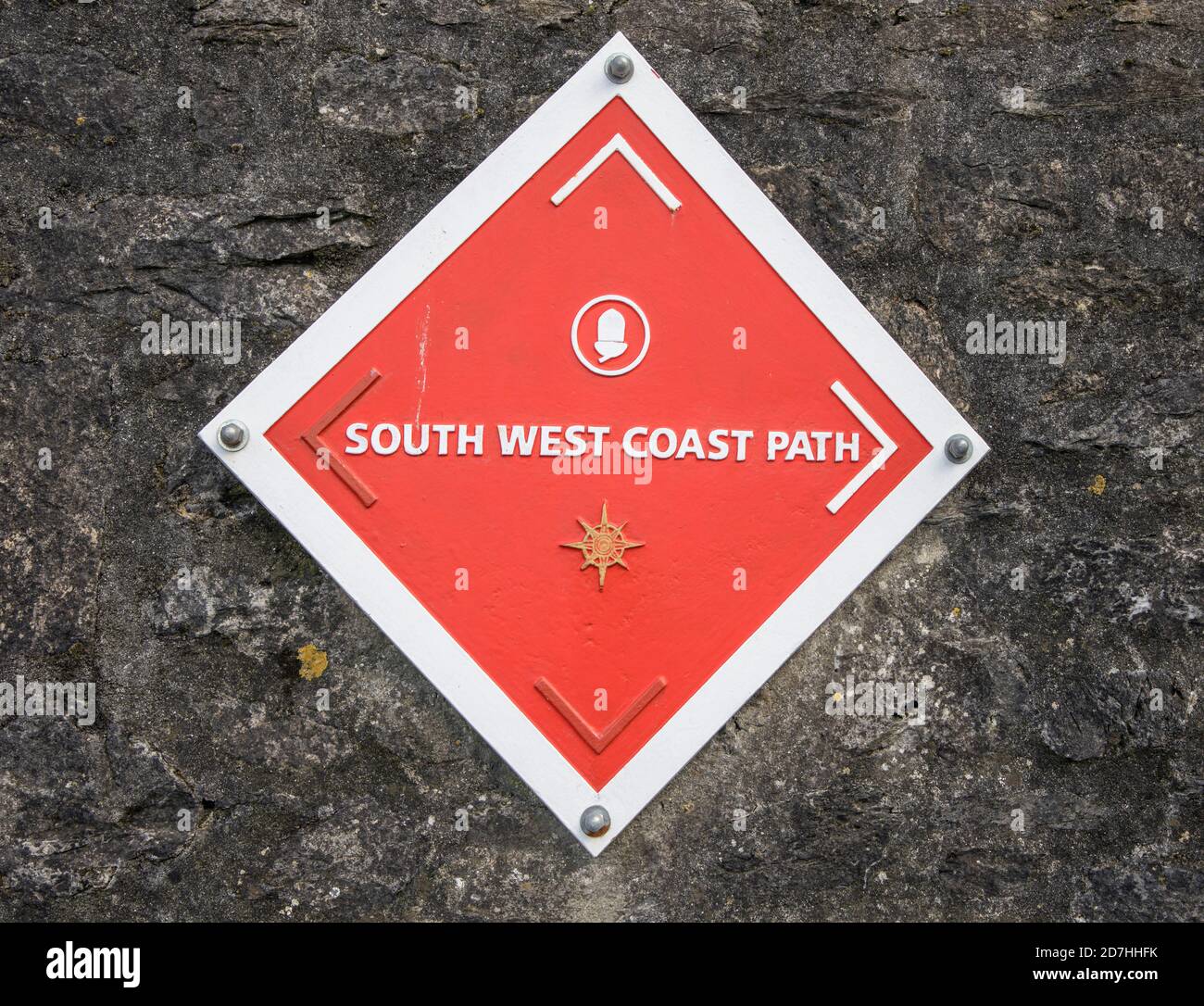 sign for the south west coastal path plymouth devon Stock Photo - Alamy