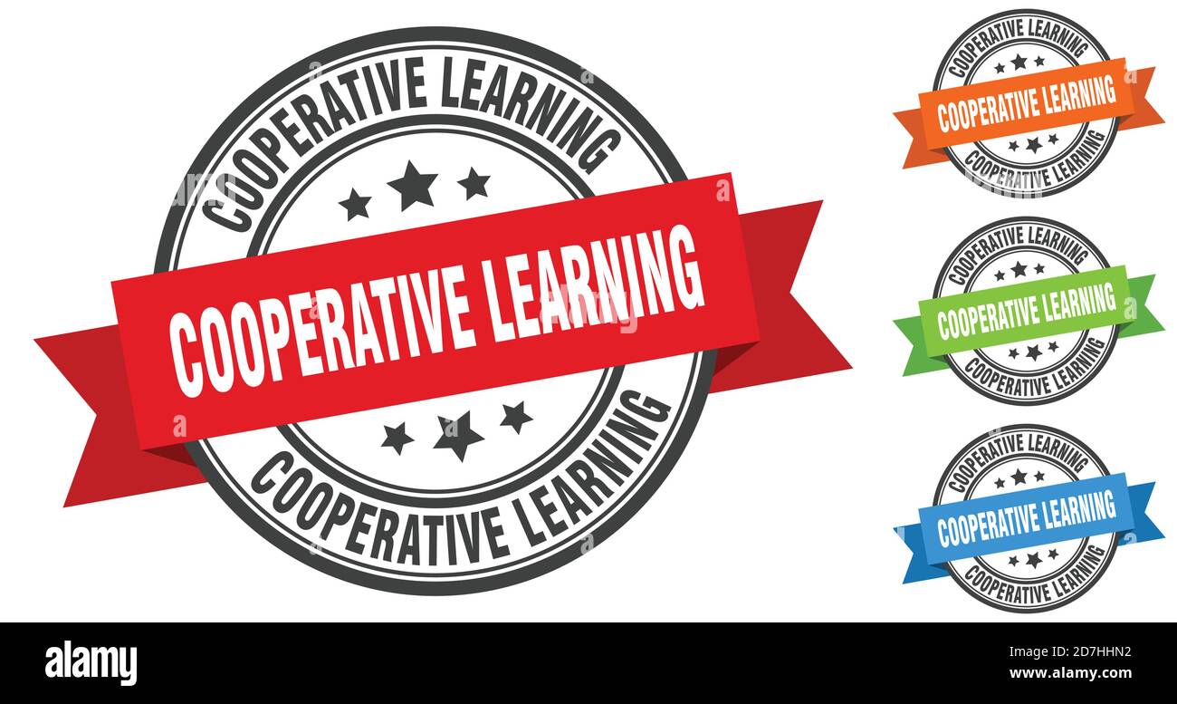 cooperative learning stamp. round band sign set. ribbon label Stock ...