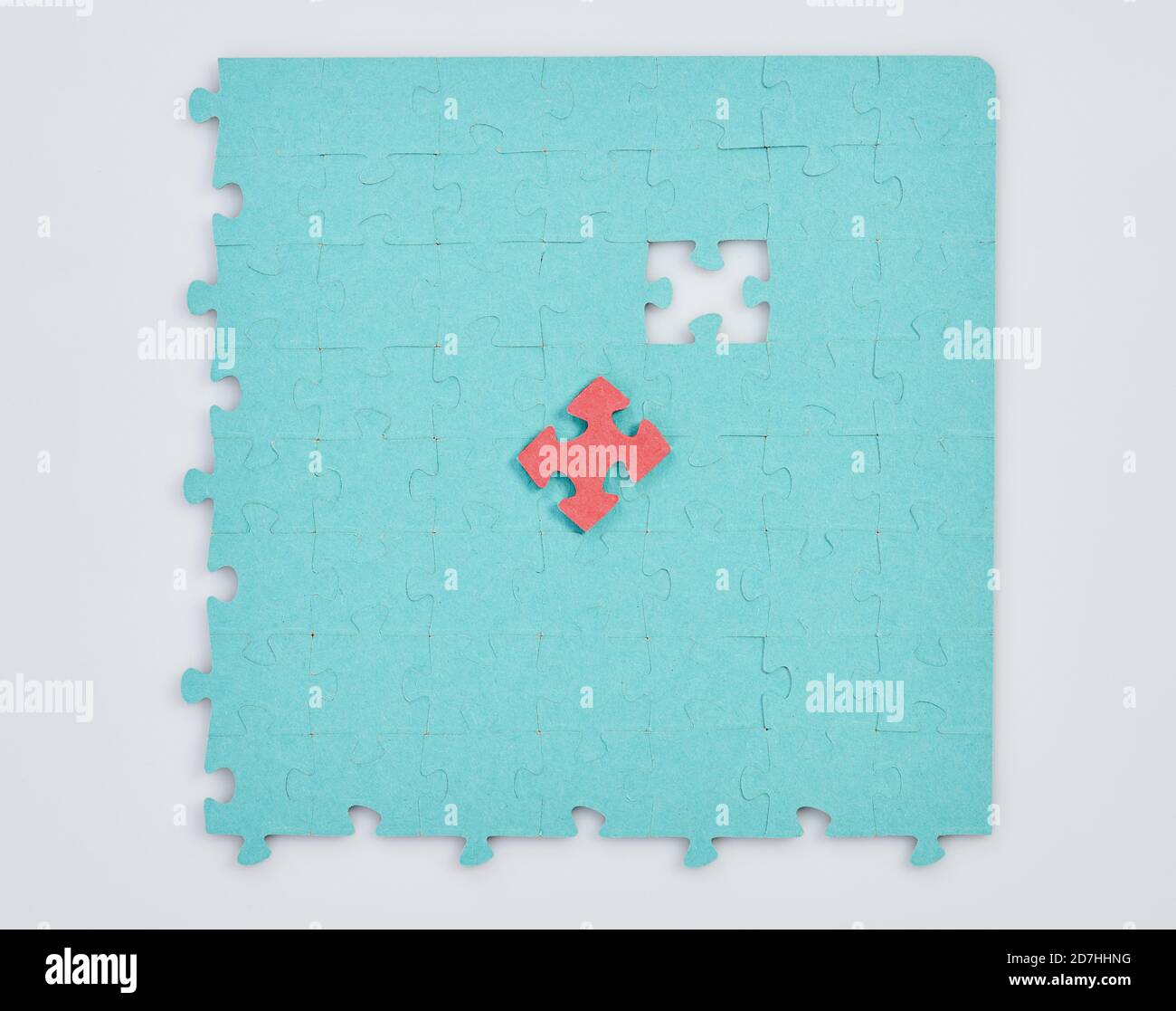 Matched puzzle game with last piece isolated on white background Stock ...