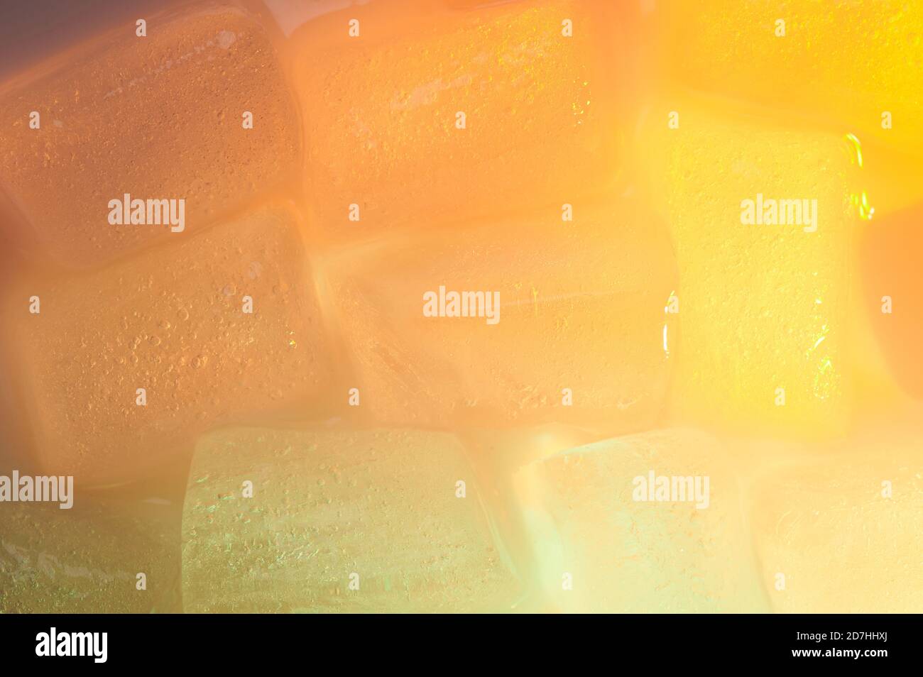 Texture of orange color ice cubes pattern above top view Stock Photo ...