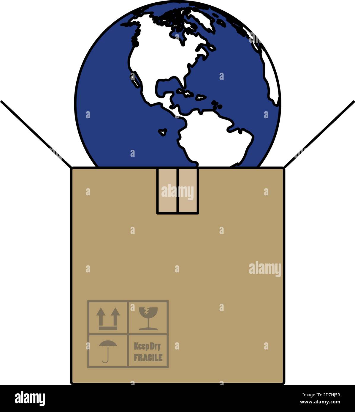 Planet In Box. Editable Outline With Color Fill Design. Vector ...