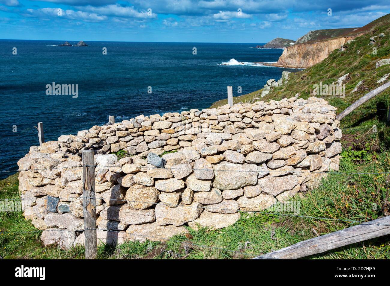 A walled off mine shaft near Sennen, Cornwall, UK Stock Photo - Alamy