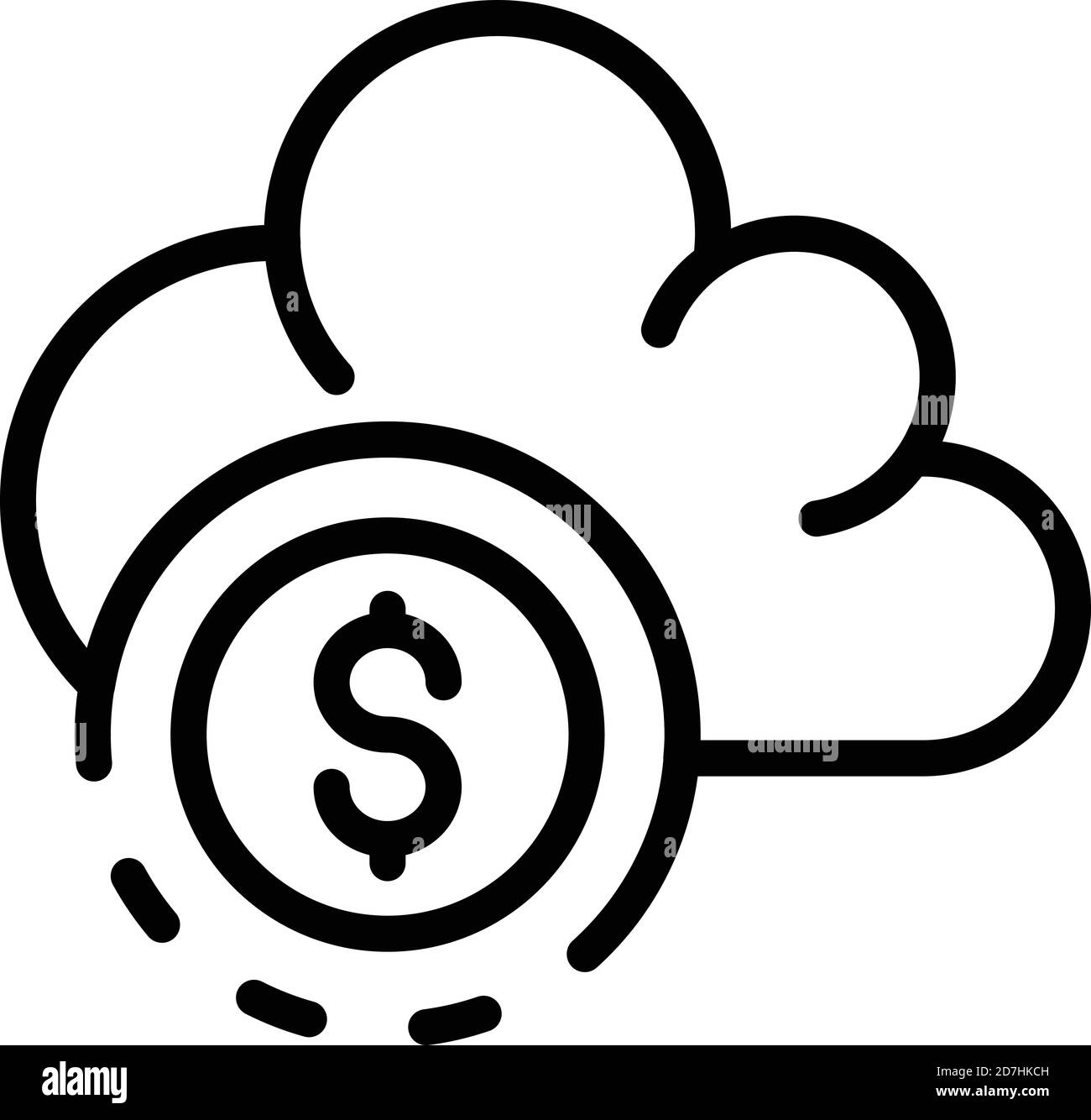 Money cloud coin icon. Outline money cloud coin vector icon for web ...