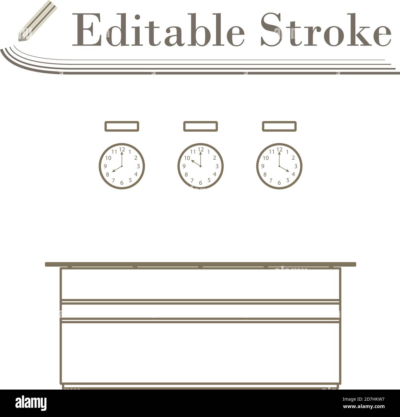 Office Reception Desk Icon. Editable Stroke Simple Design. Vector ...