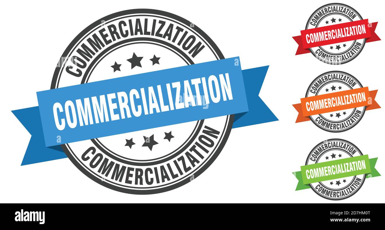 commercialization stamp. round band sign set. ribbon label Stock Vector ...