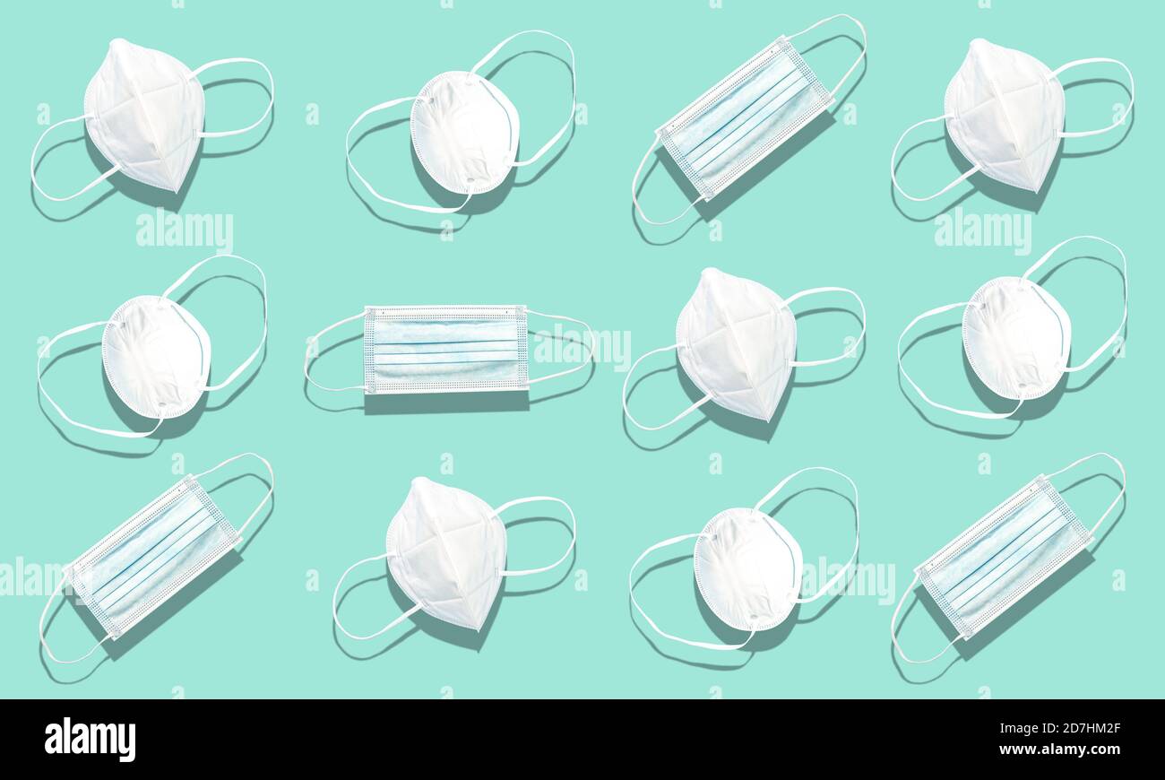 Patron of different types of masks, medical mask, filter mask and ...