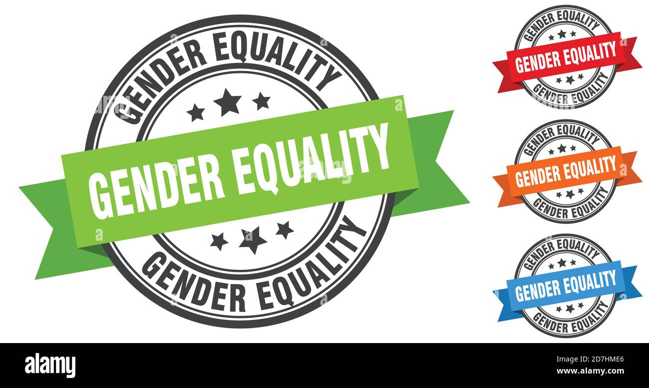 gender equality stamp. round band sign set. ribbon label Stock Vector ...