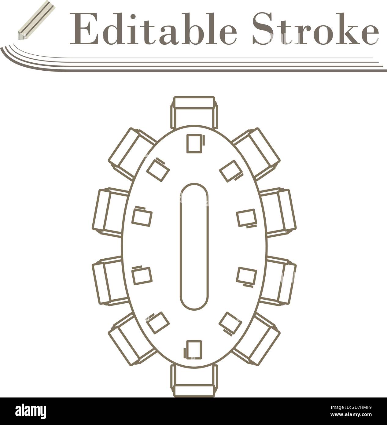 Negotiating Table Icon. Editable Stroke Simple Design. Vector ...