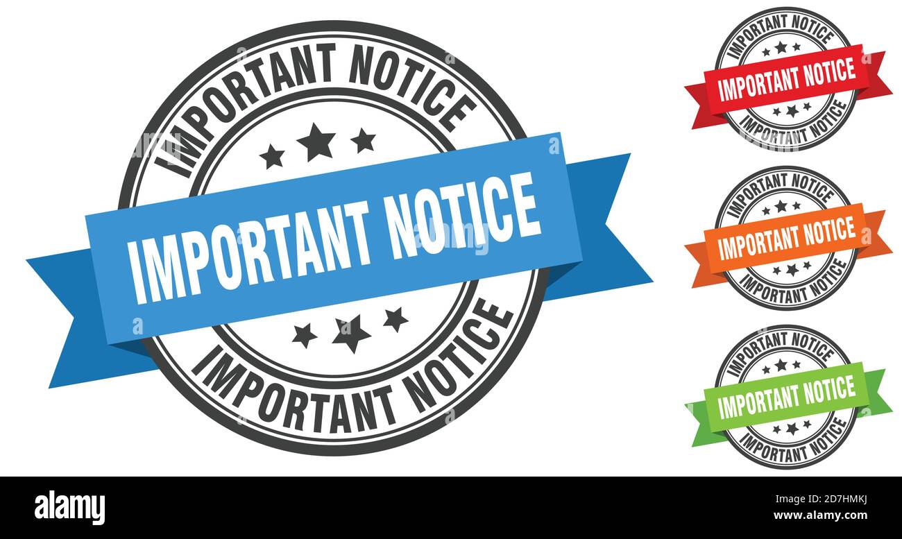 important notice stamp. round band sign set. ribbon label Stock Vector ...
