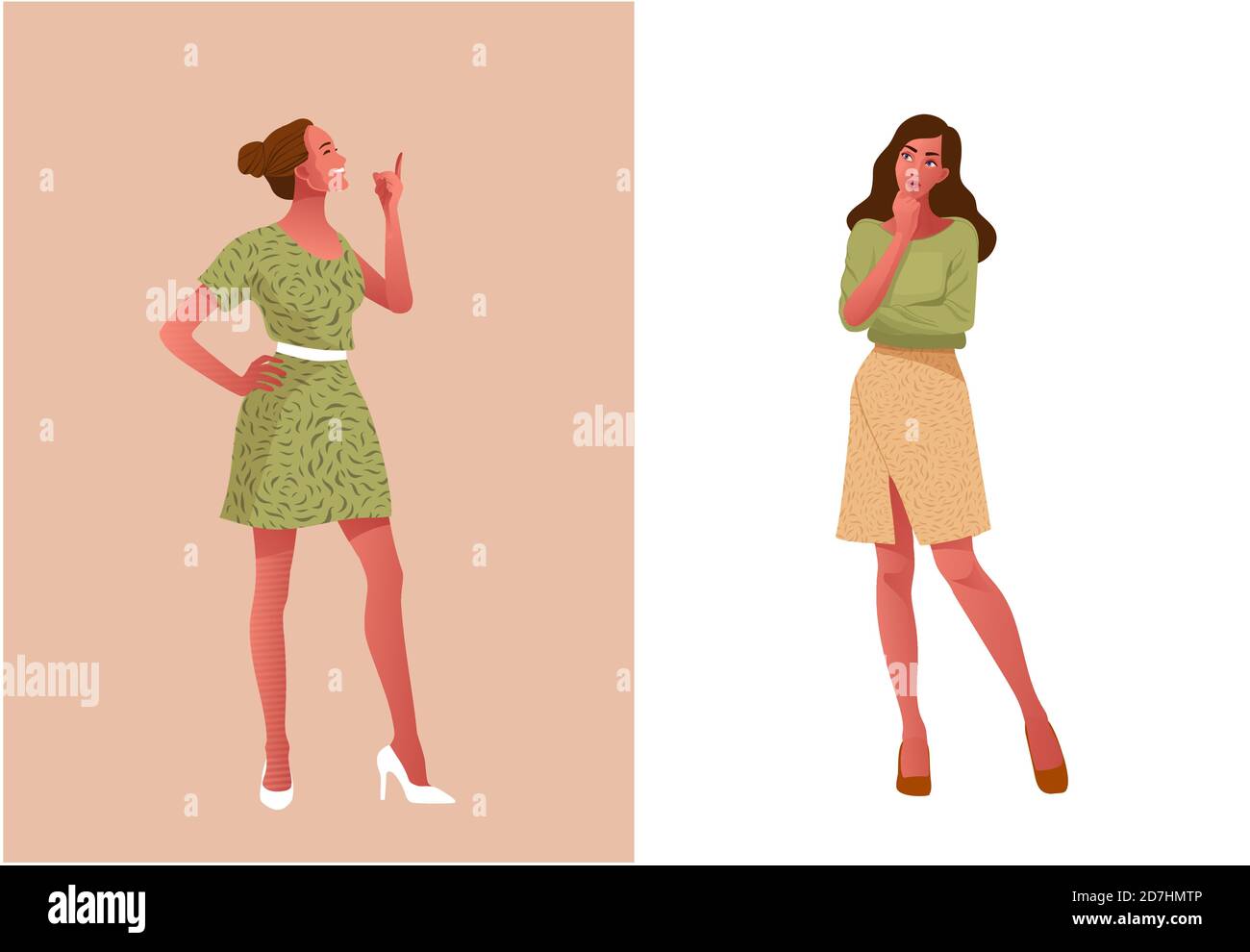 Thinking girl. Beautiful face, with question mark Stock Vector Image ...