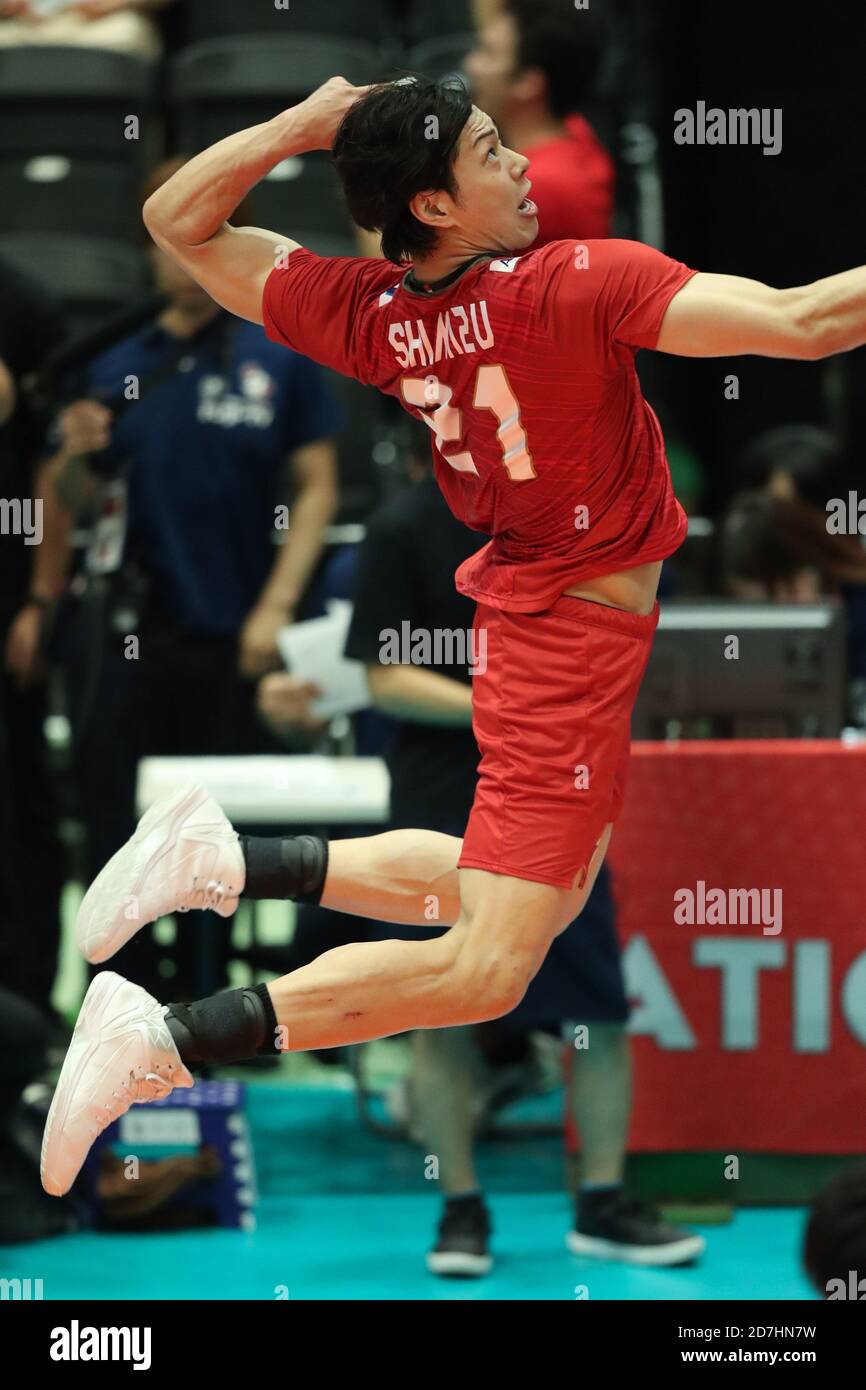 Kunihiro Shimizu of Japan during the Volleyball International Friendly match between Japan and ...