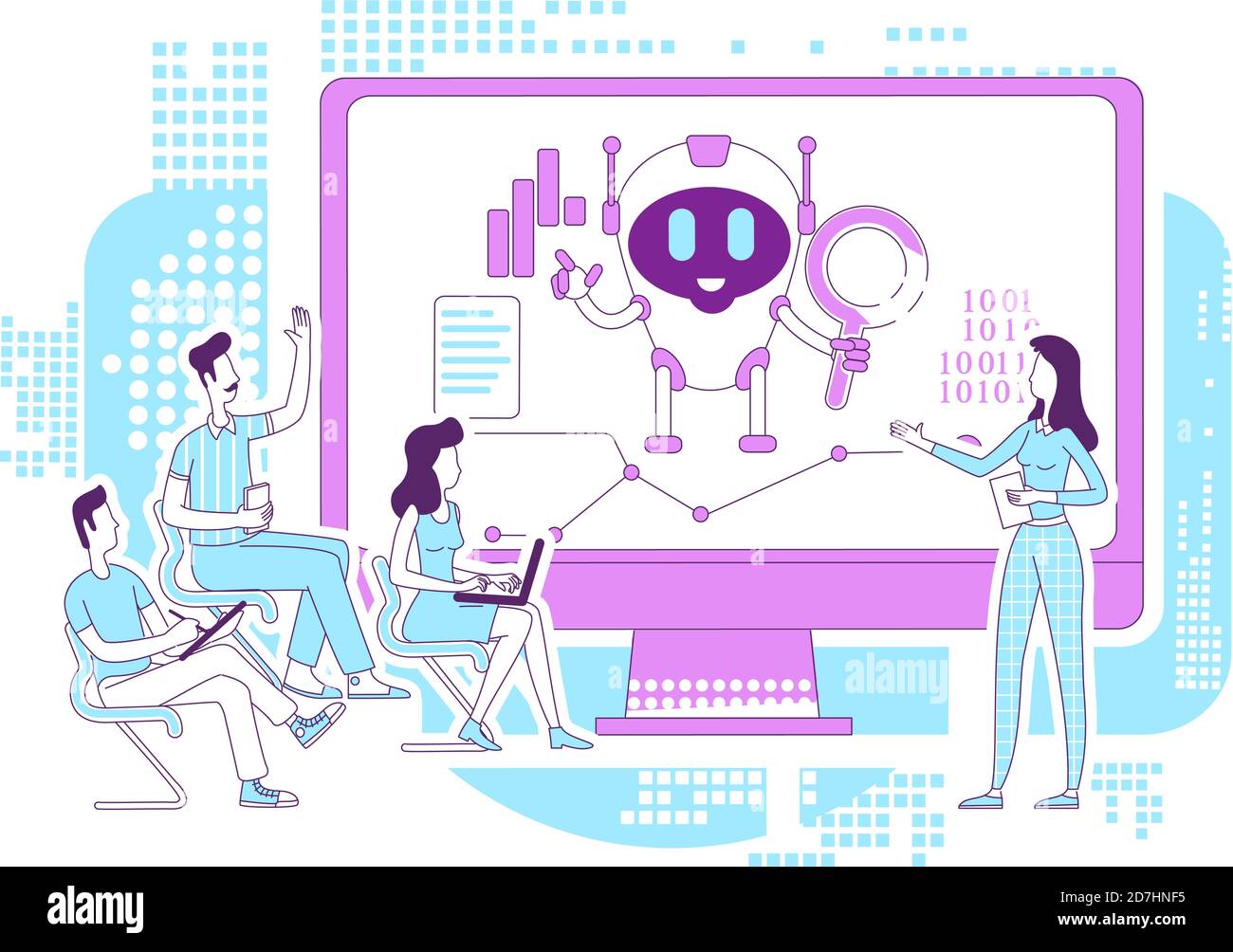 Business analytics bot thin line concept vector illustration Stock ... Business analytics bot thin line concept vector illustration Stock ...