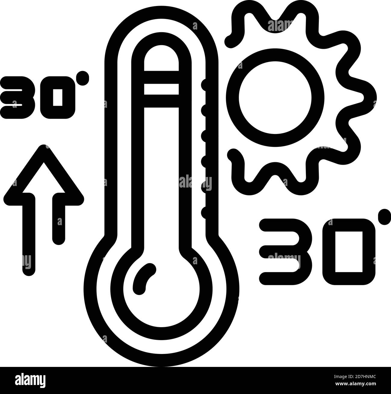 Global warming temperature icon. Outline global warming temperature ...