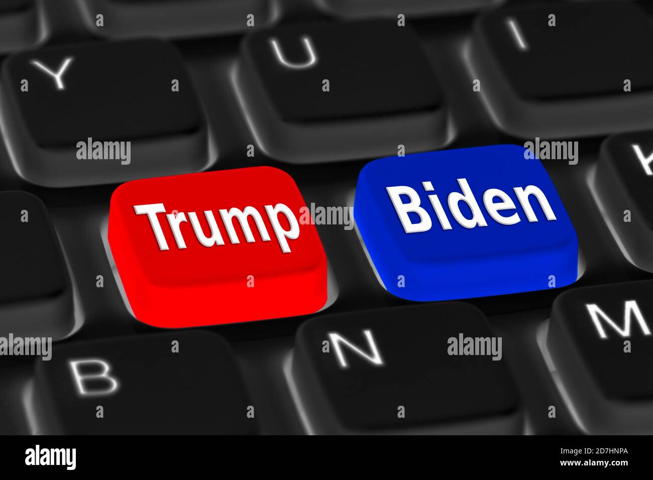 Buttons on a keyboard to show a vote for either Donald Trump ...