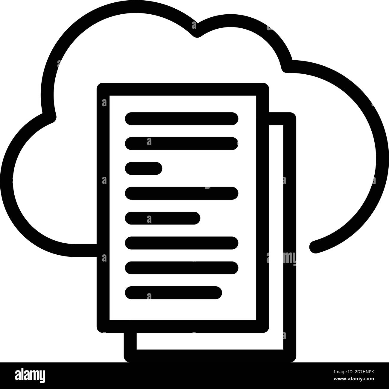 Document data cloud icon. Outline document data cloud vector icon for web design isolated on ...