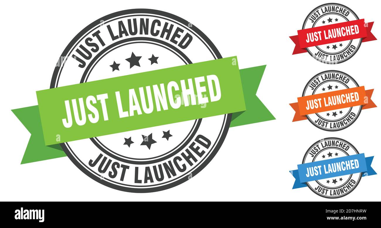 just launched stamp. round band sign set. ribbon label Stock Vector ...