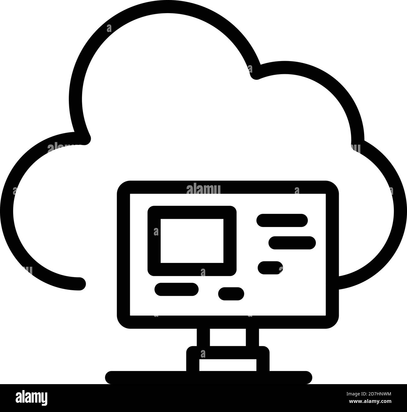 Computer data cloud icon. Outline computer data cloud vector icon for web design isolated on ...
