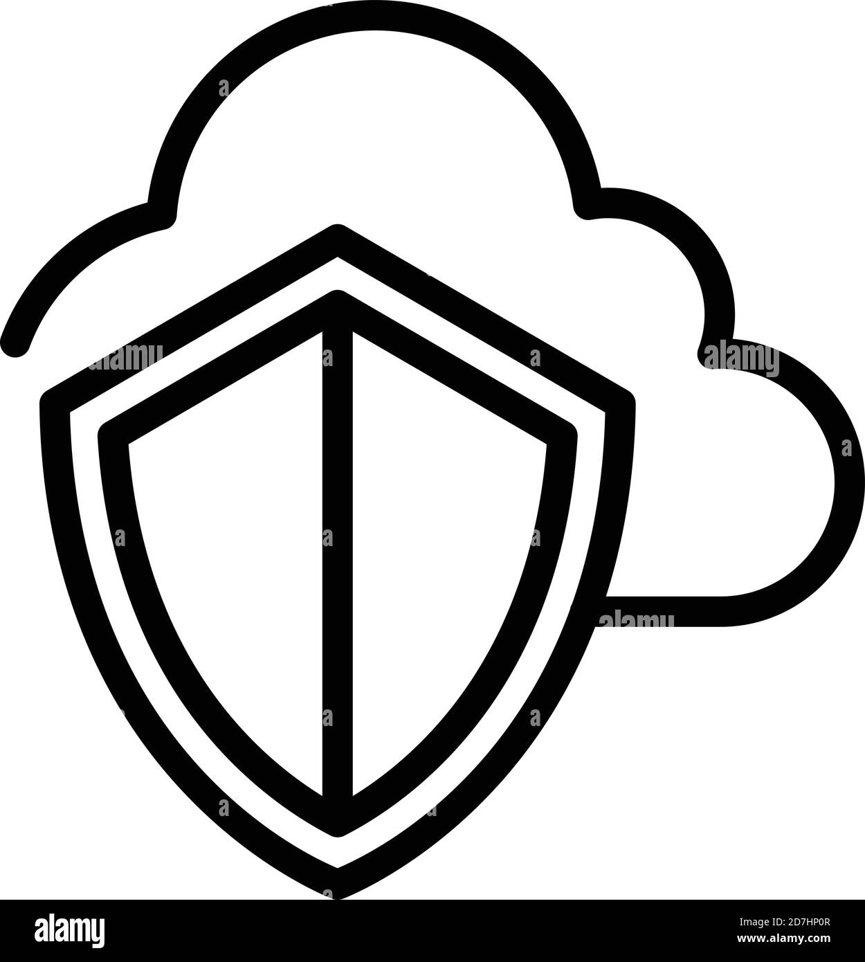 Data cloud shield icon. Outline data cloud shield vector icon for web ...