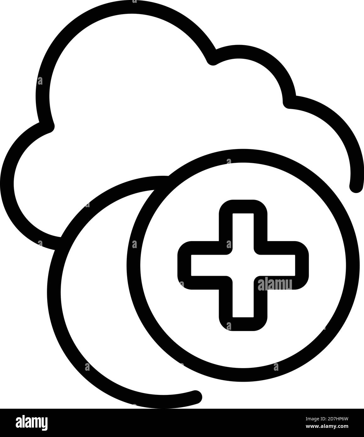 Add data cloud icon. Outline add data cloud vector icon for web design isolated on white ...