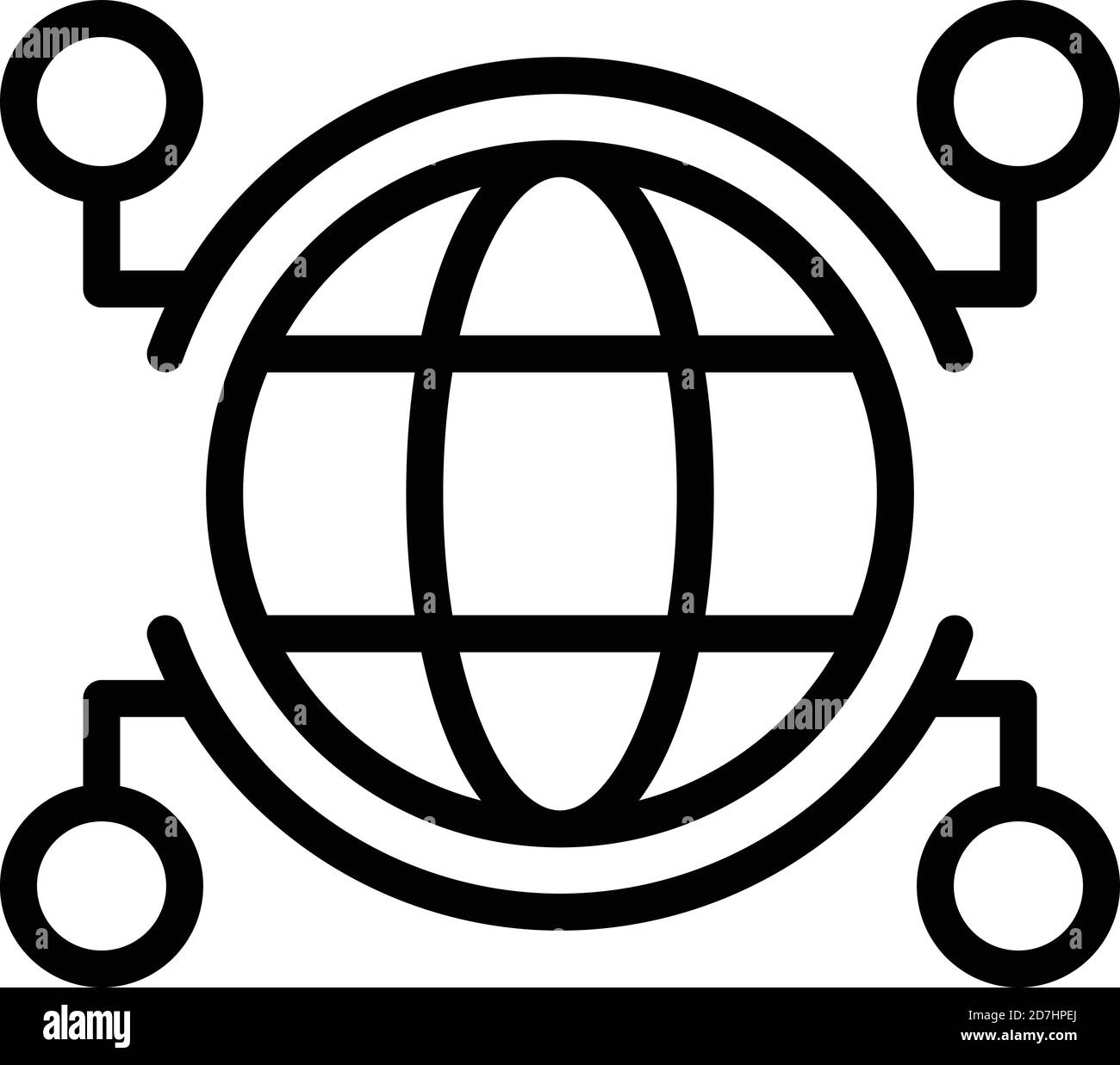 Cyber global network icon. Outline cyber global network vector icon for ...