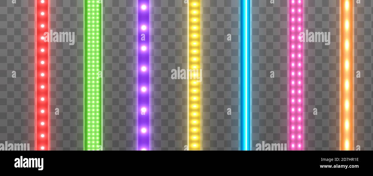 Colorful LED strips collection, bright luminous ribbons isolated on a ...