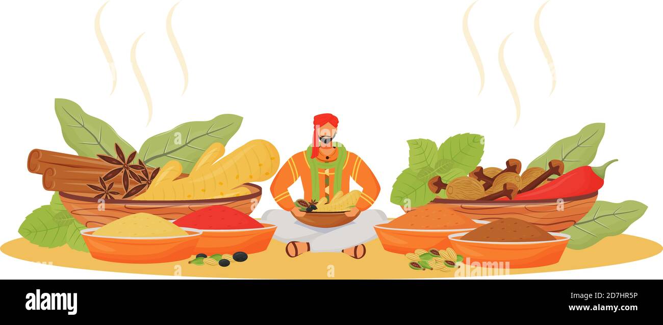 Indian spice shop flat concept vector illustration Stock Vector Image ...