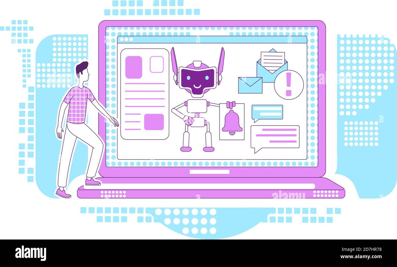 Notification bot thin line concept vector illustration Stock Vector Image & Art - Alamy