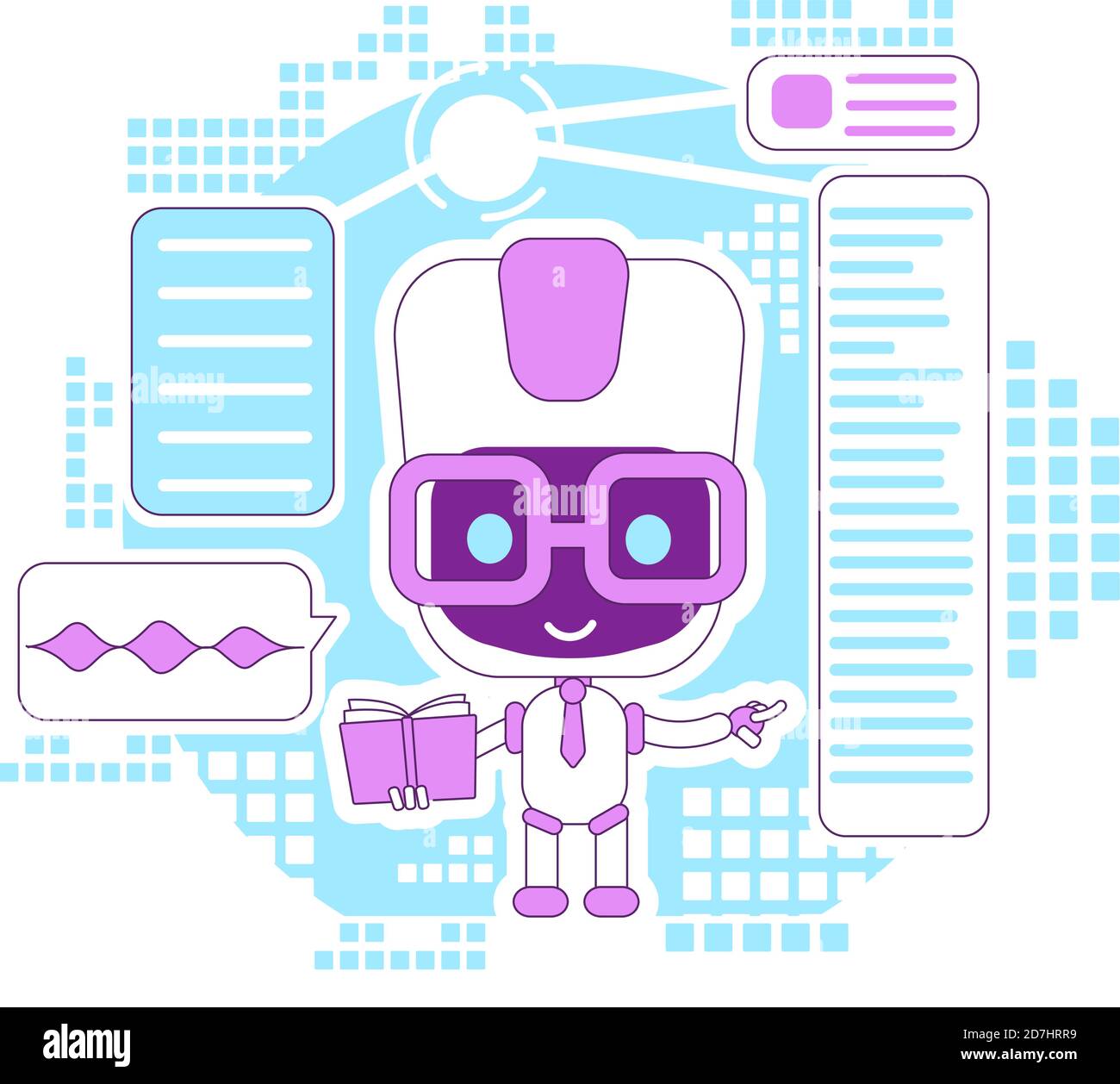 Learning assistant, informational bot thin line concept vector illustration Stock Vector Image ...