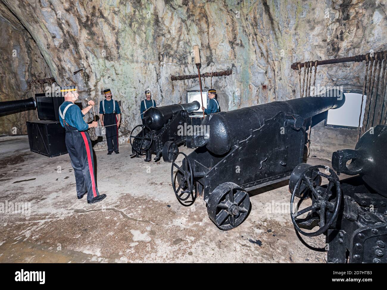 Cannon in St George's Hall, Great Siege Tunnels, Rock of Gibraltar ...
