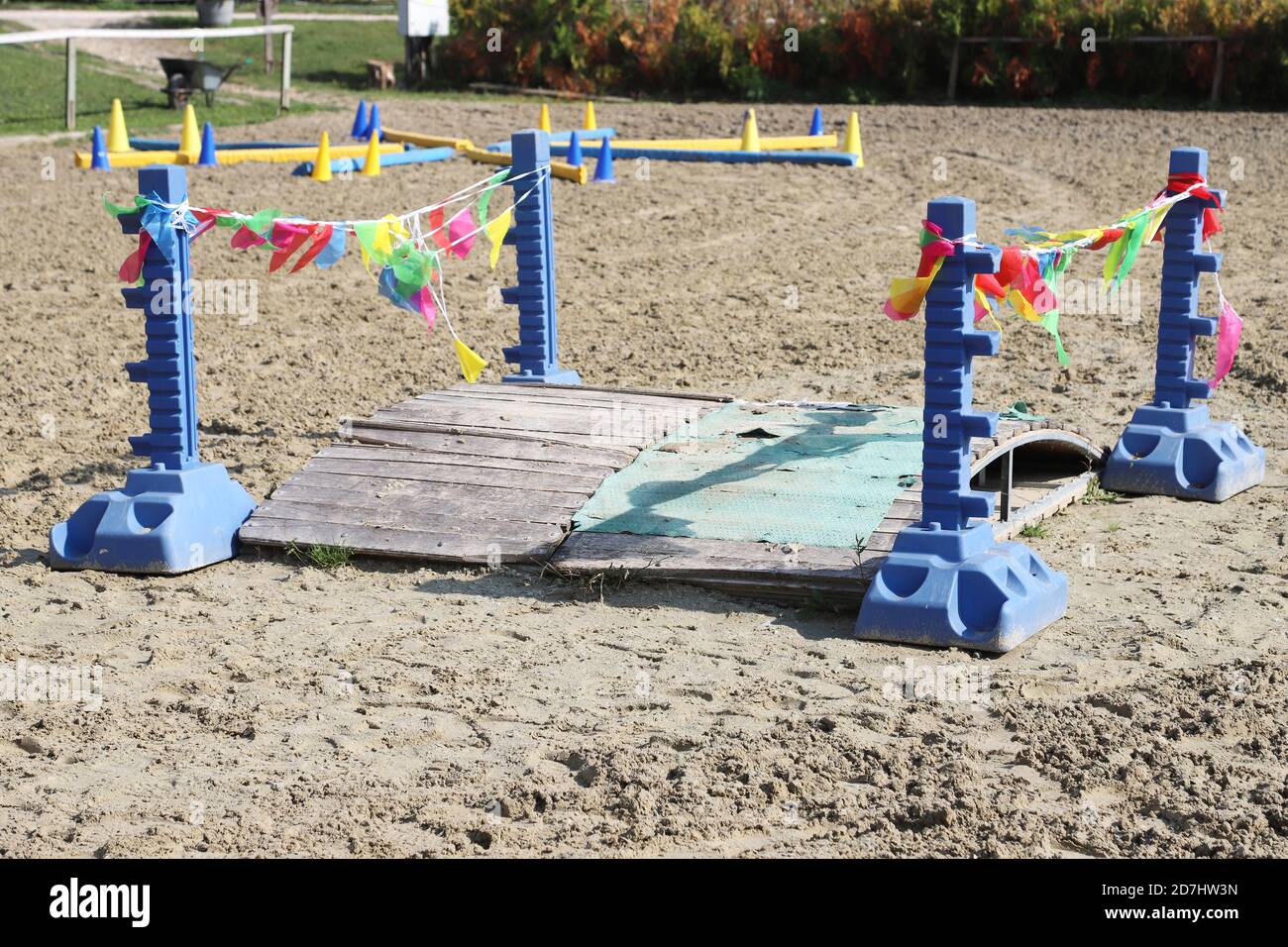 Ideas for building a horse bridge at equestrian centre Stock Photo - Alamy