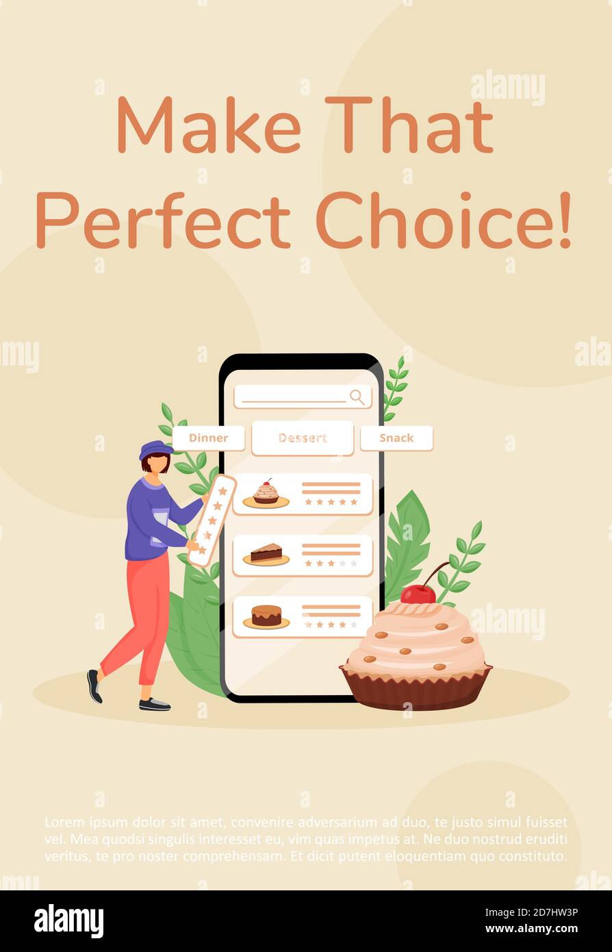 Baking online ordering poster flat vector template Stock Vector Image ...