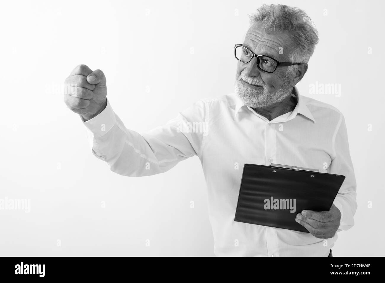Punching the air white background Black and White Stock Photos & Images ...