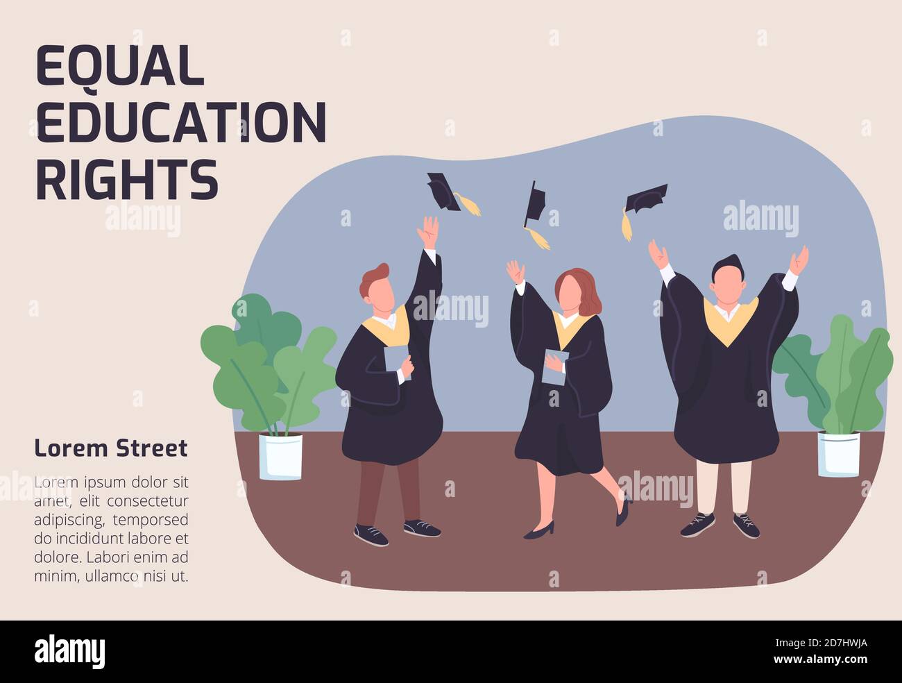Equal education rights banner flat vector template Stock Vector Image ...