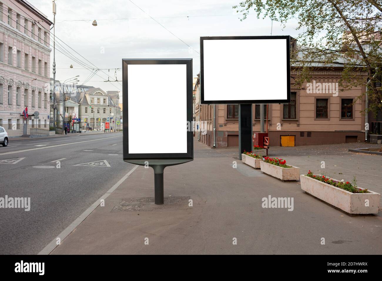 Two advertising billboard stands mock up on the street Stock Photo - Alamy